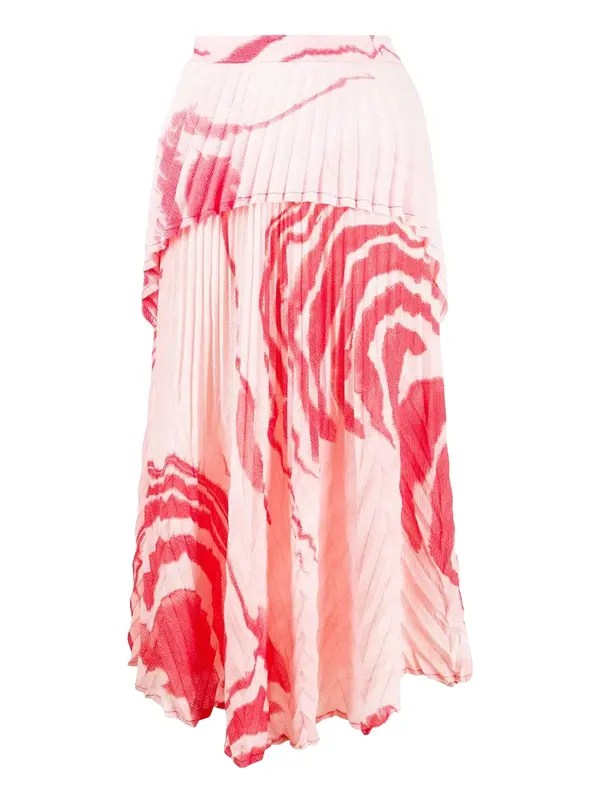 THEBE MAGUGU Abstract-print Pleated Midi Skirt - Pink