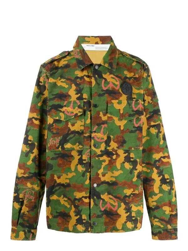 Off-White Camouflage Print Shirt - Green