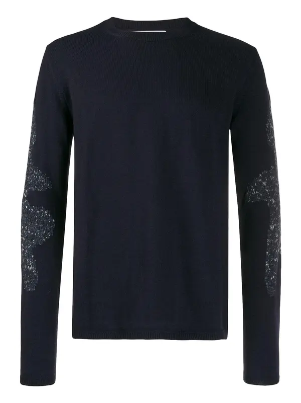 Comme Des Garçons Contrast Knit Jumper - Blue
