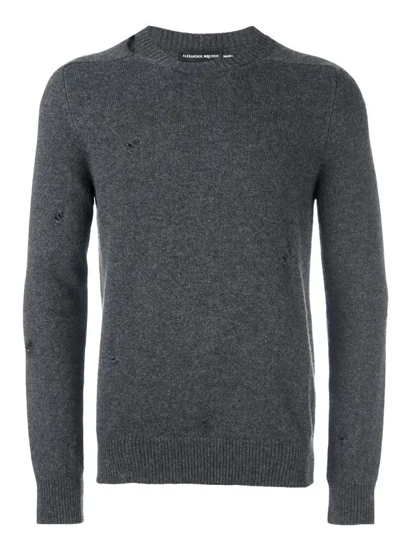 Alexander McQueen Cashmere Distressed Jumper - Grey