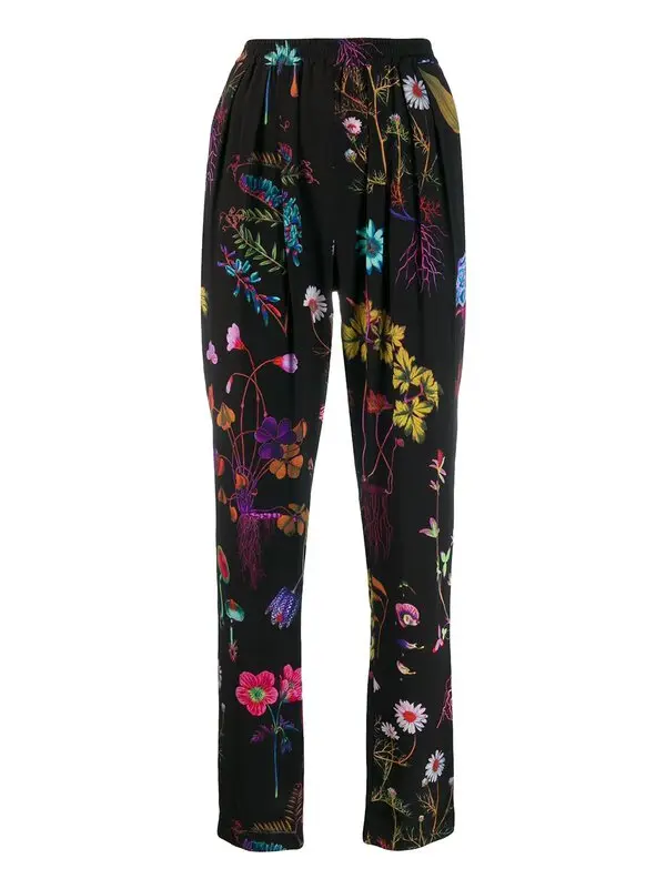 Stella McCartney Floral Print Tapered Trousers - Black