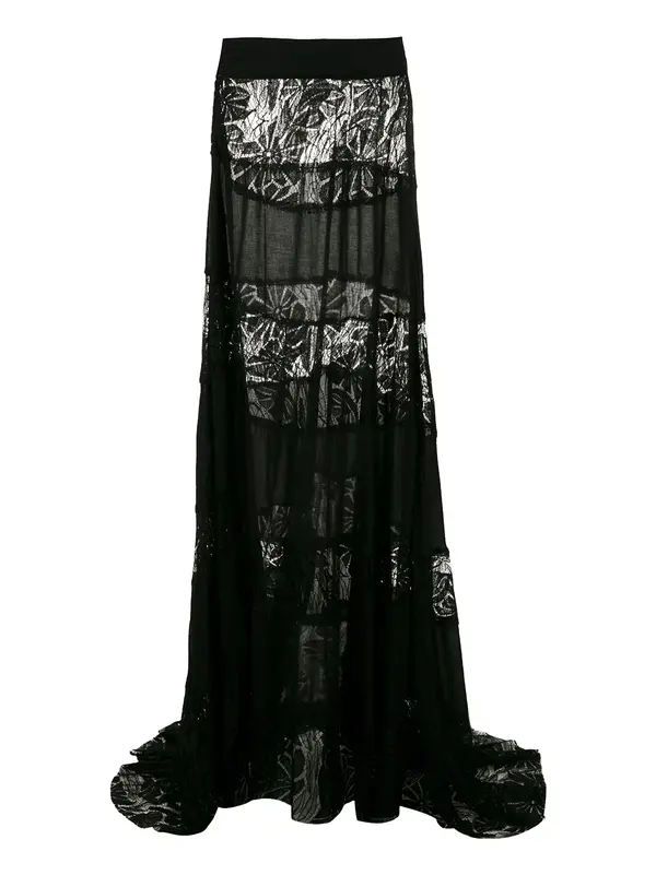 AMIR SLAMA Lace Panels Maxi Skirt - Black
