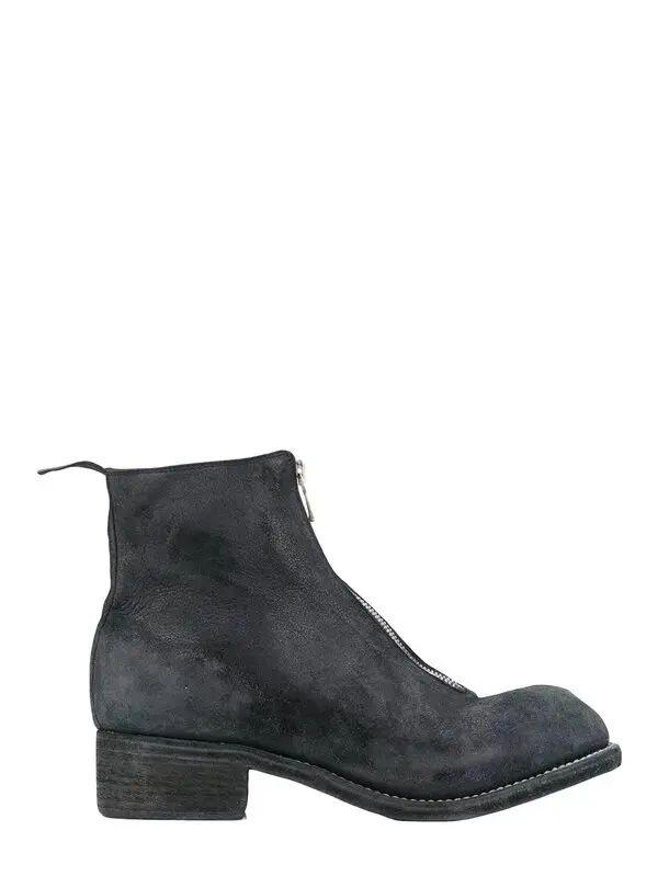 Guidi Front Zip Ankle Boots - Black