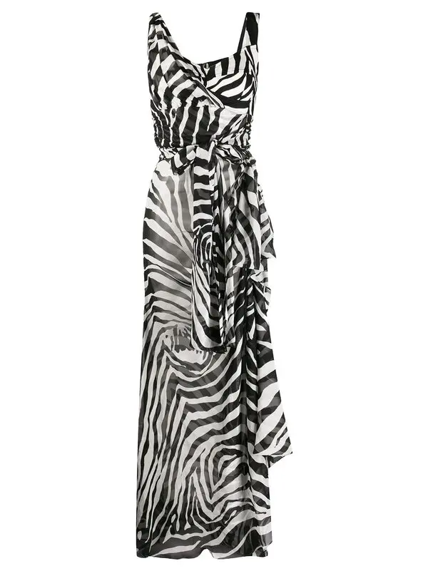 Dolce & Gabbana Zebra-print Asymmetric Dress - Black