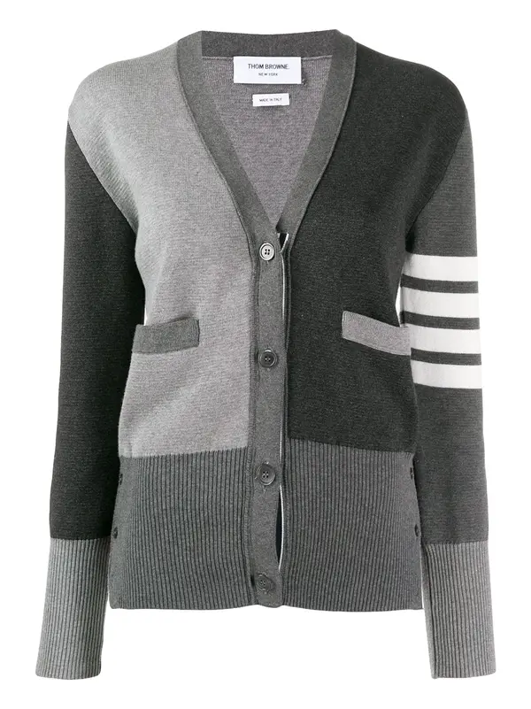 Thom Browne 4-bar V-neck Cardigan - Grey