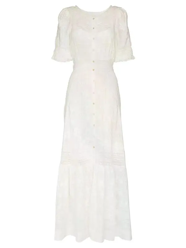 LoveShackFancy Minka Embroidered Cotton Maxi Dress - White