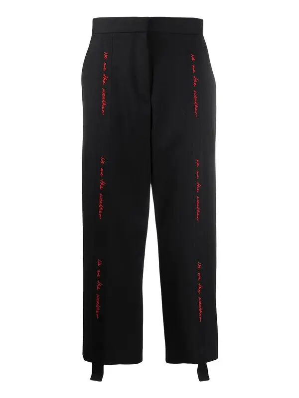 Stella McCartney Embroidered Tape Cropped Tailored Trousers - Black