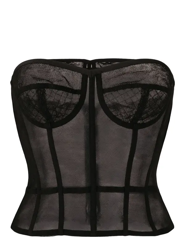 Dolce & Gabbana Tulle Bustier Top - Black
