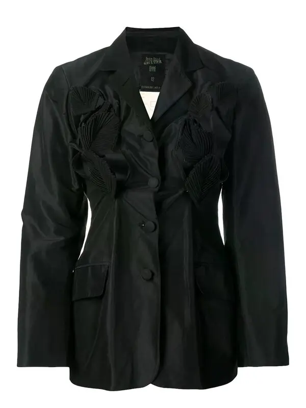 Jean Paul Gaultier 1991 Leaf Appliqué Jacket - Black