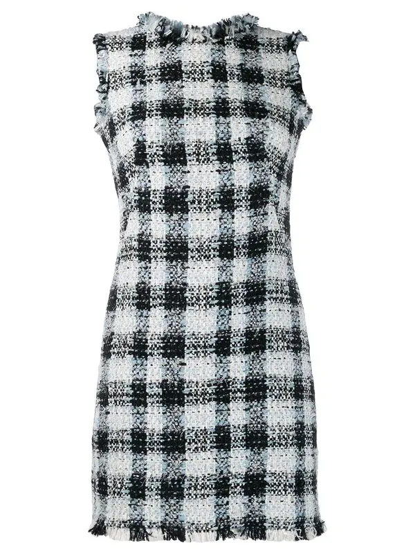 Alexander McQueen Bouclé Tweed Mini Dress - Blue