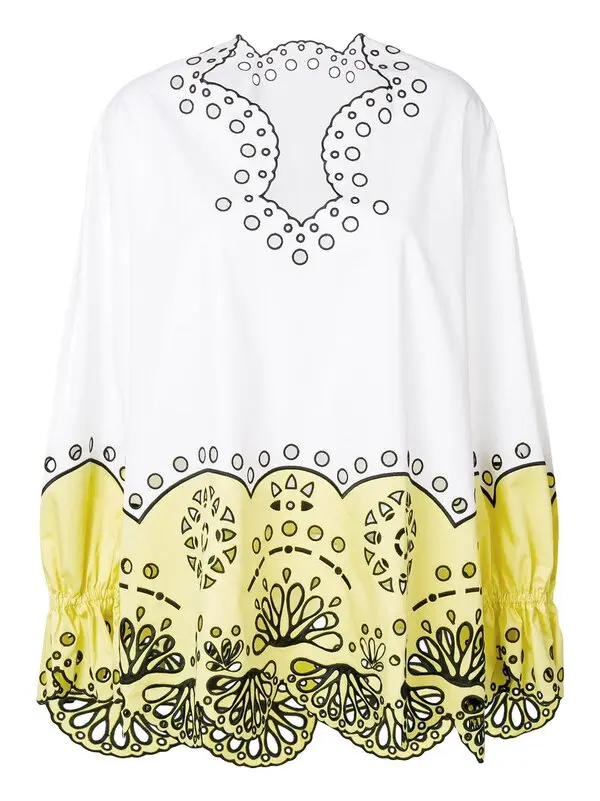 Emilio Pucci Broderie Anglaise Scalloped Blouse - White