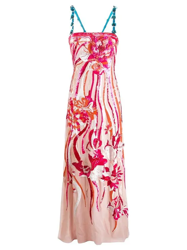 Emilio Pucci Sequined Floral Appliqué Gown - Neutrals