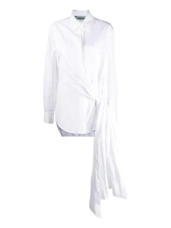 Off-White Draped Tie Shirt - White