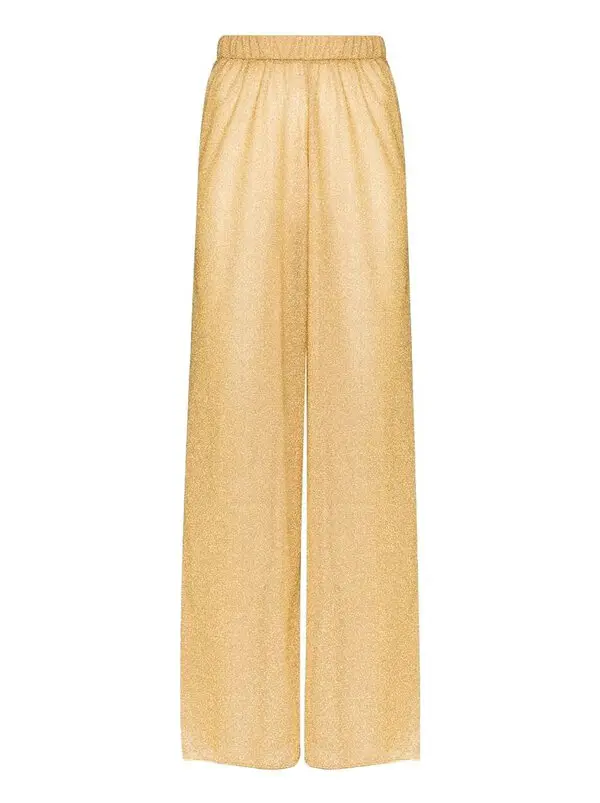 Oseree Lumière Metallic Wide Leg Trousers - Gold