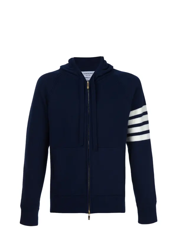 Thom Browne Knitted Zip Hoodie - Blue