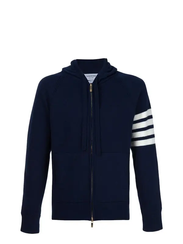 Thom Browne Knitted Zip Hoodie - Blue