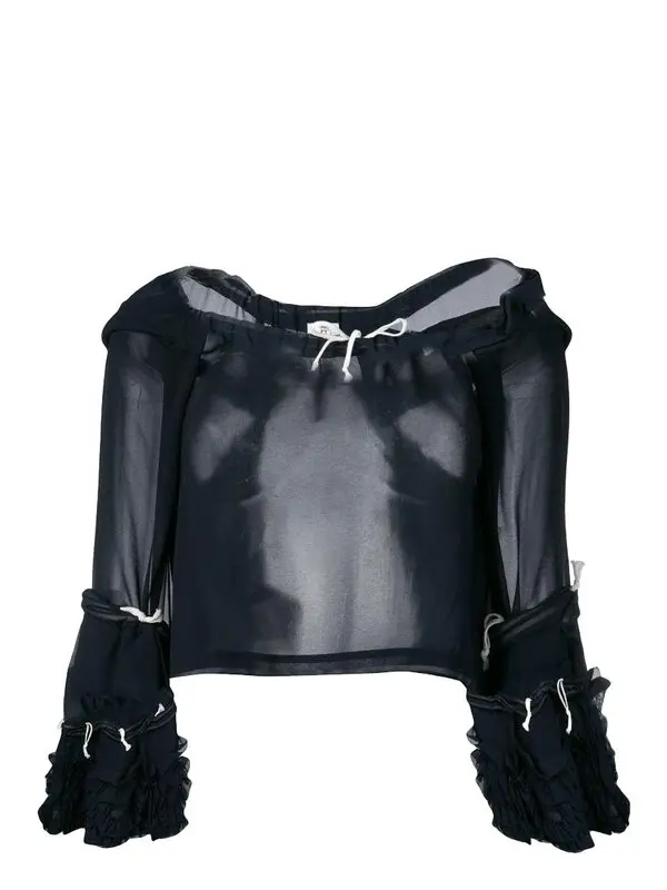 Comme Des Garçons Sheer Drawstring Blouse - Blue
