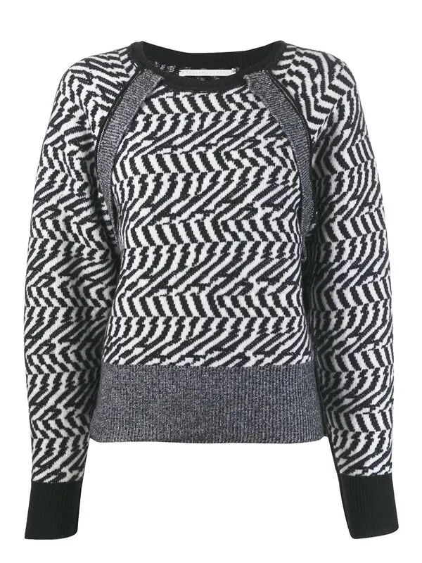Stella McCartney Glitched Herringbone Pattern Sweater - Black
