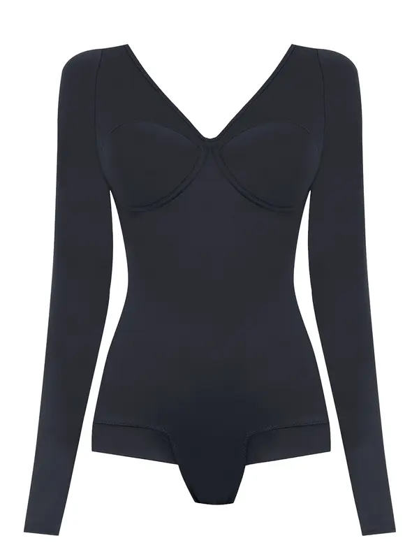 AMIR SLAMA Long Sleeved Bodysuit - Black