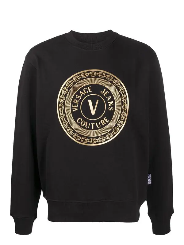 Versace Metallic Logo Print Jumper - Black
