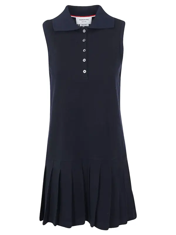 Thom Browne Rwb Stripe Pleated Tennis Dress - Blue