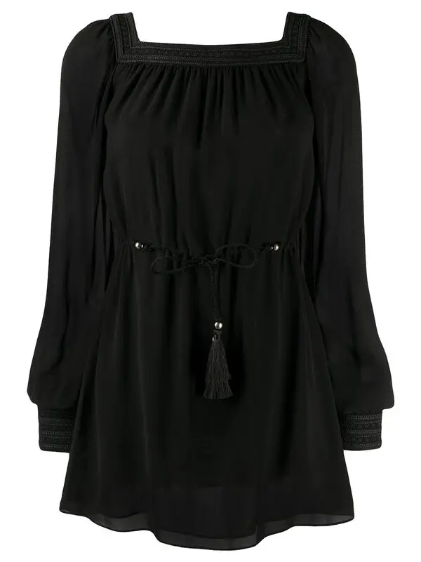 Saint Laurent Square Neck Mini Dress - Black