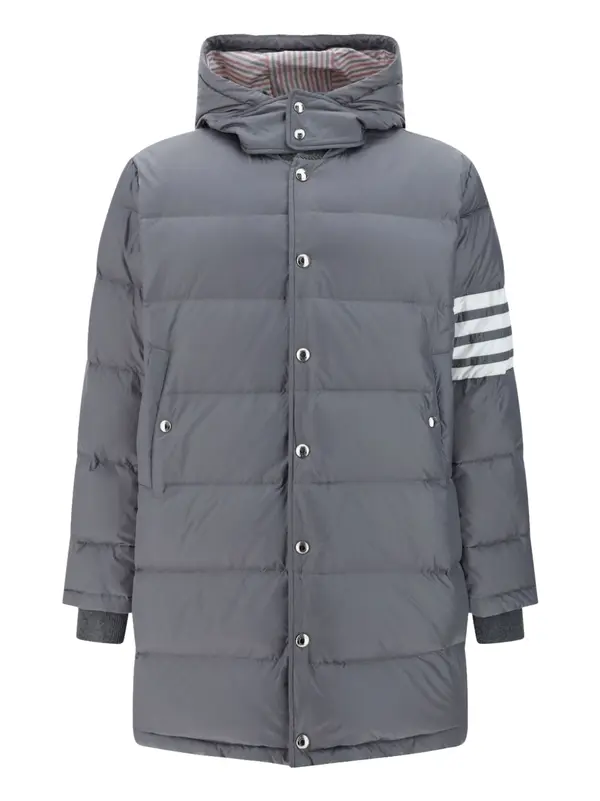 Thom Browne 4-bar Down Hooded Coat - Grey