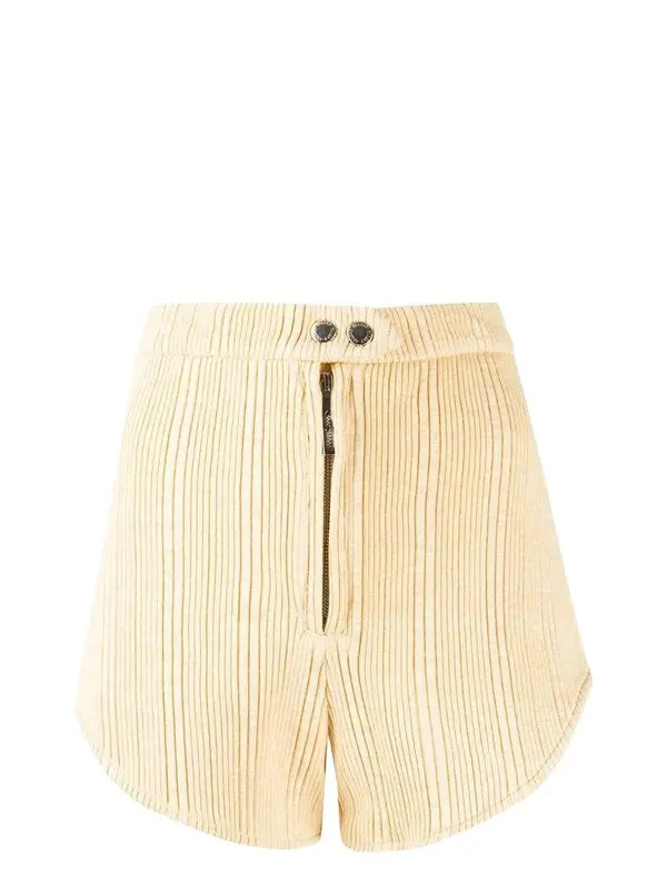 ELLERY Ribbed Knit High-rise Zippered Shorts - Neutrals