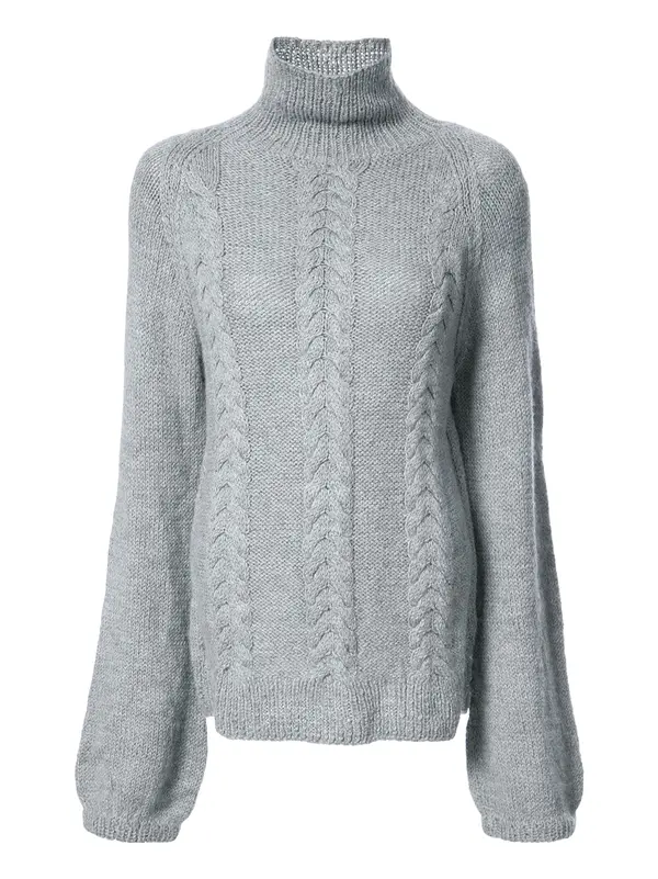 Voz Cable-knit Turtleneck Jumper - Grey
