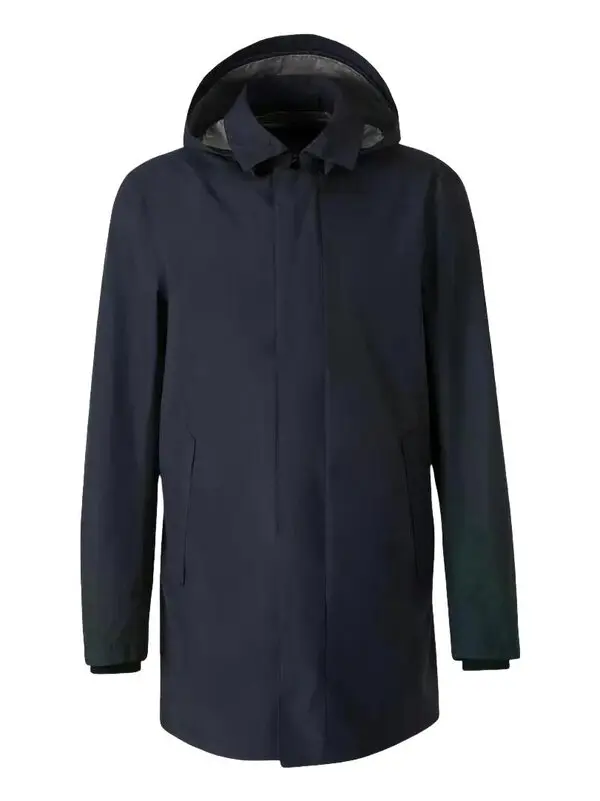 Herno Shell Jacket With Hood And Zip Fastening - Blue