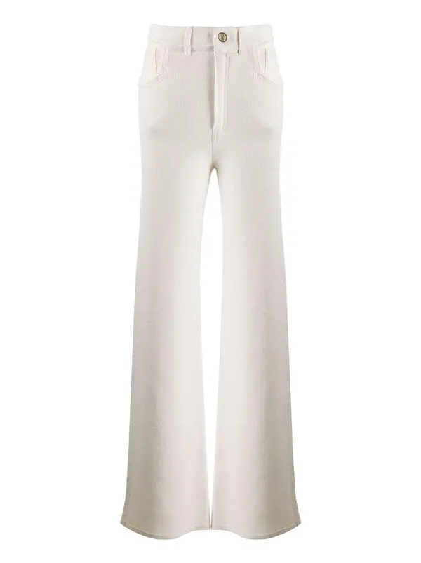 BARRIE Wide-leg Knitted Trousers - White
