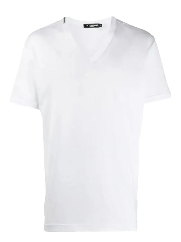 Dolce & Gabbana V-neck Cotton T-shirt - White