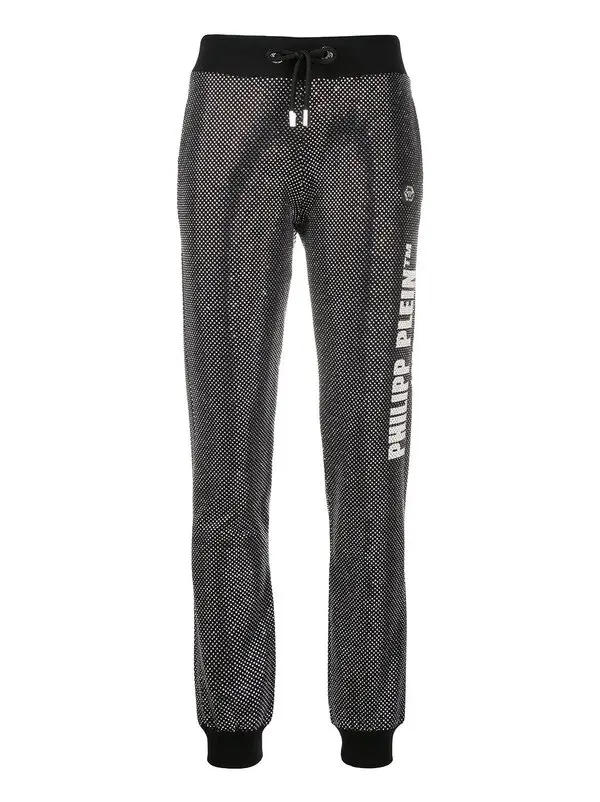 Philipp Plein Slim-fit Trousers With Glitter Detailing - Black