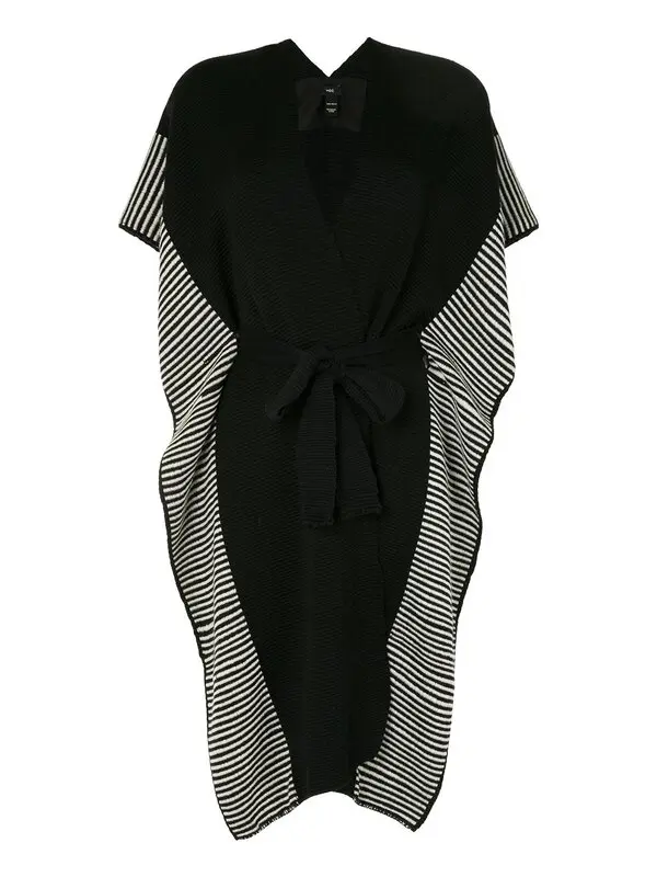 Voz Striped Edge Knitted Kaftan - Black