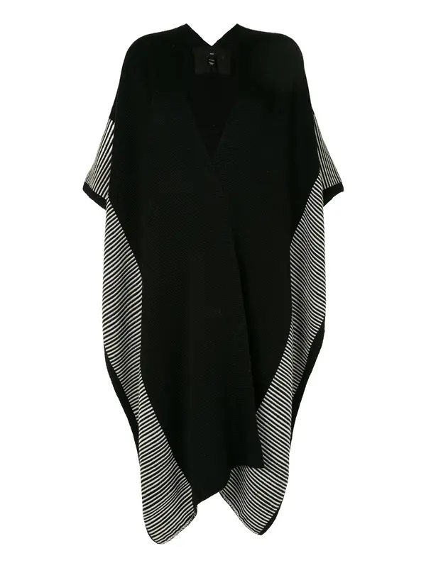 Voz Striped Edge Long Duster - Black