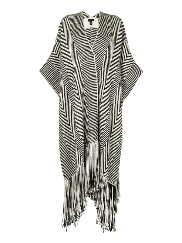 Voz Chevron Knitted Duster - White