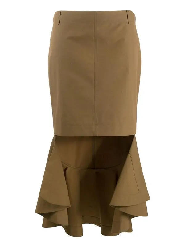 Givenchy Asymmetrical Ruffle Midi Skirt - Brown