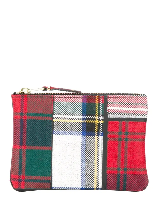 Comme Des Garçons Tartan Patchwork Pouch - Red