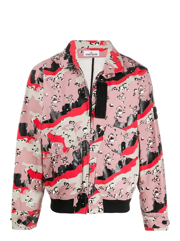 Stone Island Abstract Print Jacket - Pink