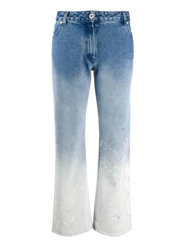 Off-White Bleach Effect Straight Jeans - Blue
