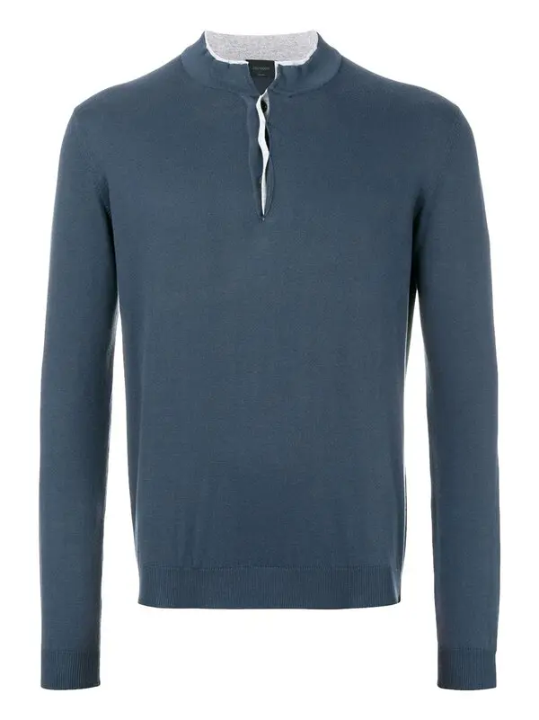 DELL'OGLIO Henley Jumper - Blue