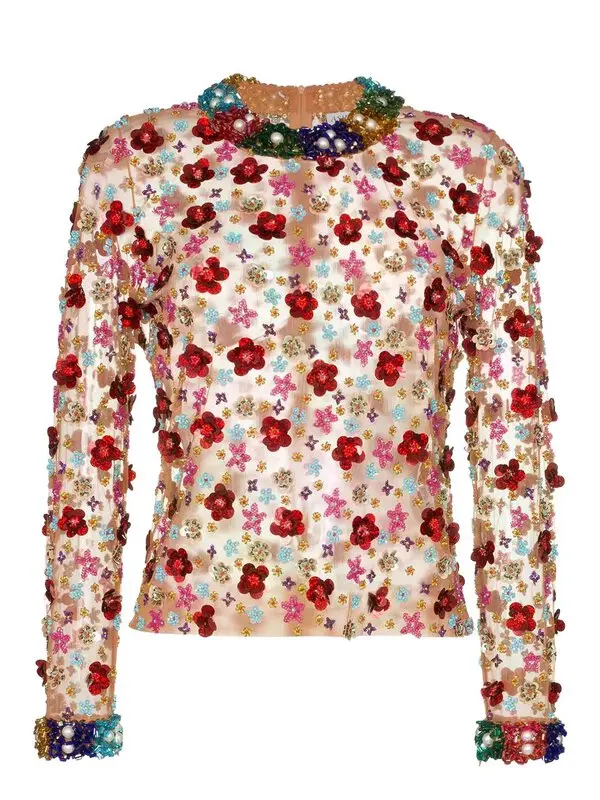 Ashish Beaded Floral Top - Multi