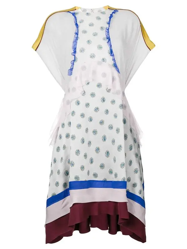 Valentino Garavani Bouquet Print Ruffled Dress - Grey