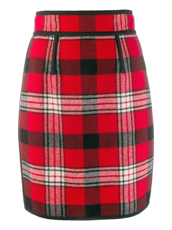Dsquared2 Checkered Pencil Skirt - Red