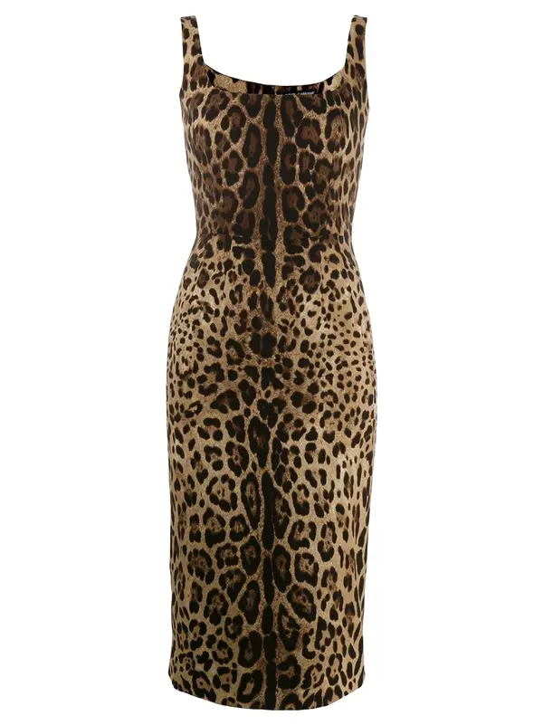 Dolce & Gabbana Leopard-print Midi Dress - Black