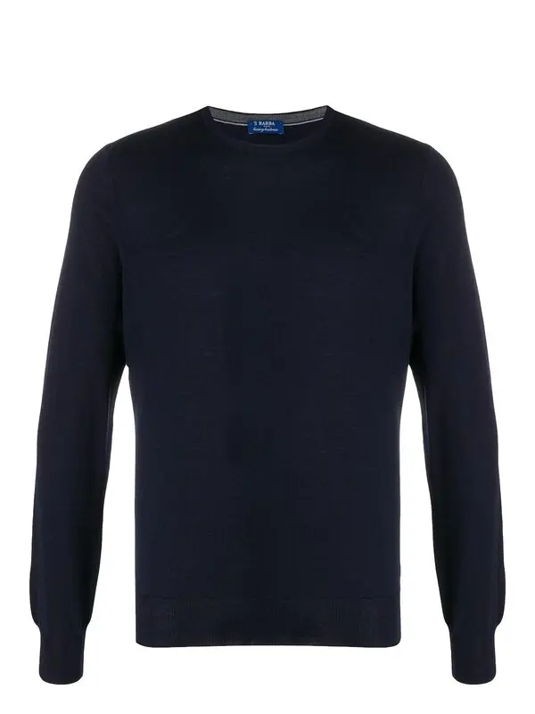 BARBA NAPOLI Virgin Wool Crew Neck Jumper - Blue
