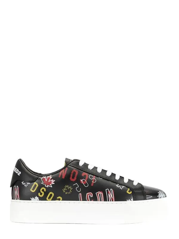 Dsquared2 Platform Icon Print Sneakers - Black