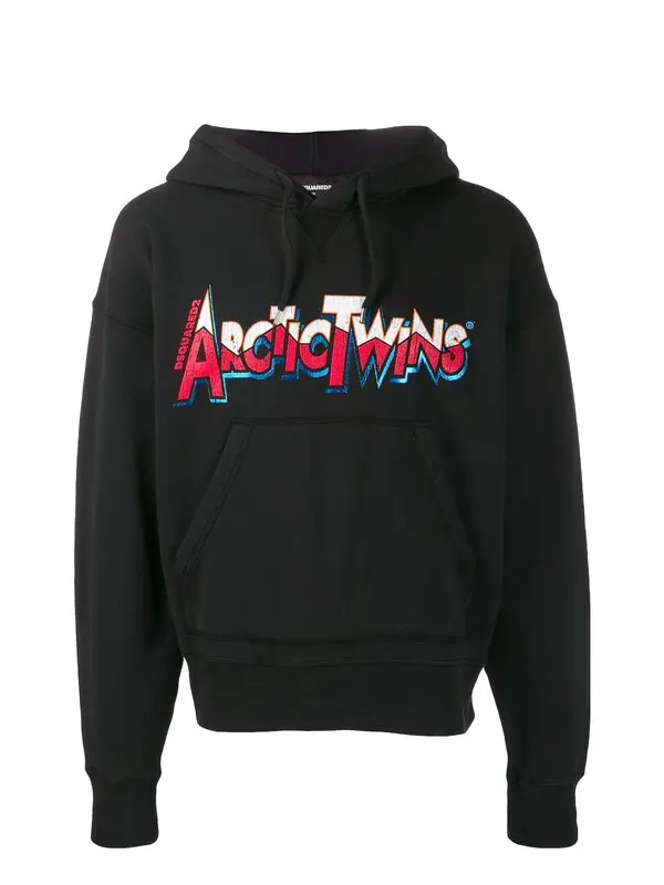 Dsquared2 Arctic Twins" Embroidered Hoodie - Black