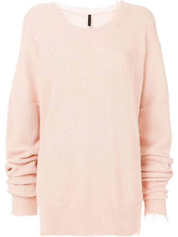 BEN TAVERNITI UNRAVEL PROJECT Distressed Ribbed Jumper - Pink