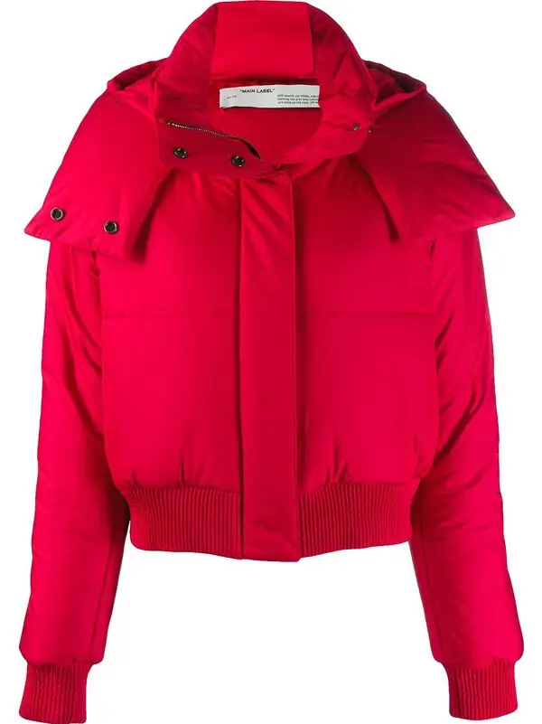 Off-White Cropped Padded Coat - Red